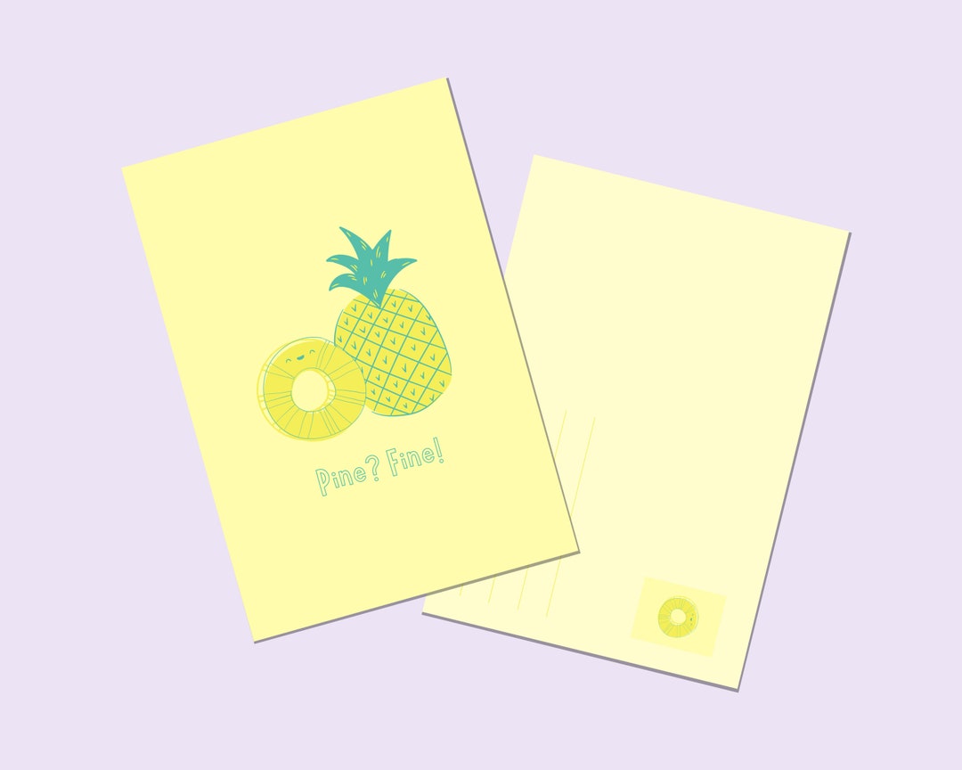 Pineapple Post Card | Pine Fine | Printable Art | Pineapples Postcards ...
