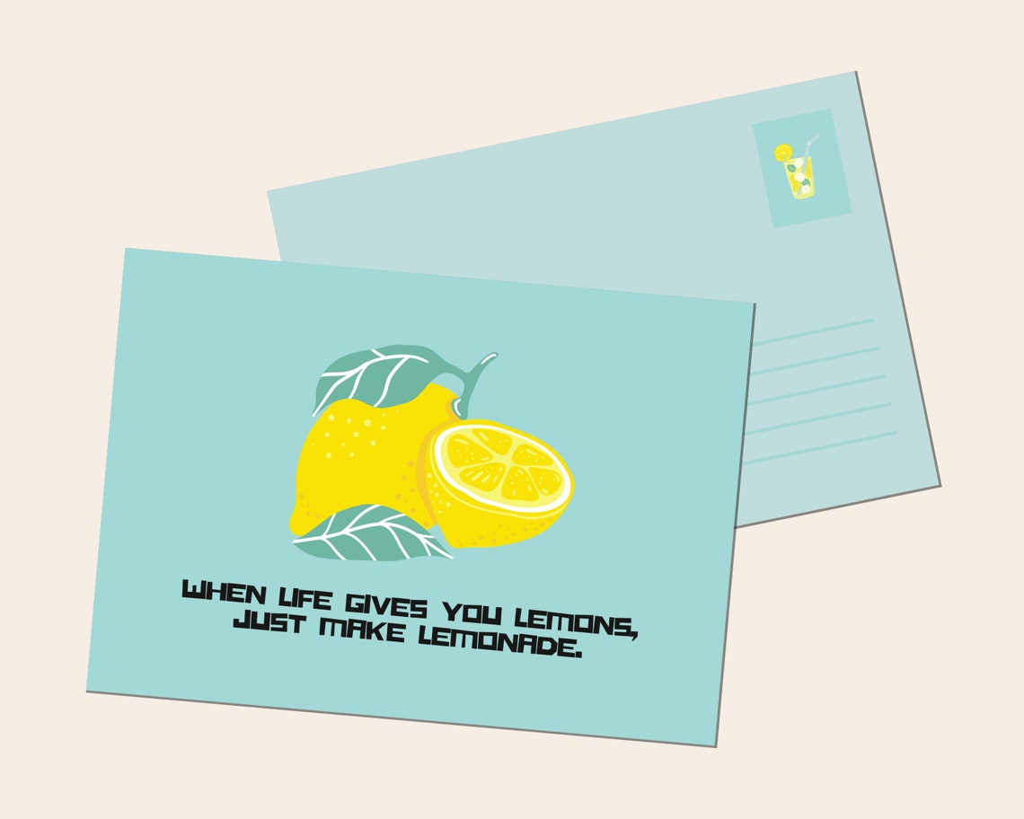 Lemon Quote Post Card | When Life Gives You Lemons Make Lemonade ...