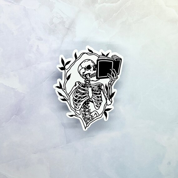 Skeleton Stickers Skeleton With Book Goth Stickers - Etsy