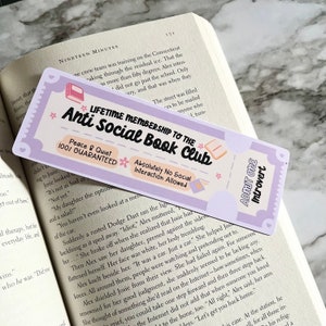 Anti Social Bookclub Bookmark Introvert Bookmark Double Sided Bookmark ...