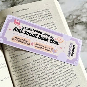 Anti Social Bookclub Bookmark Introvert Bookmark Double Sided Bookmark ...