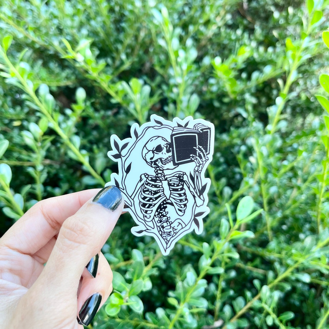 Skeleton Stickers Skeleton With Book Goth Stickers - Etsy