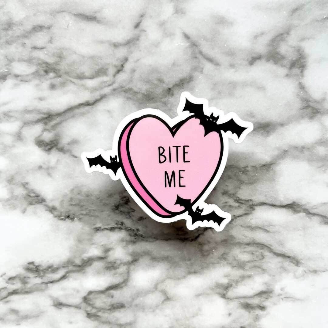 Valentines Sticker Goth Valentines Day Heart Sticker Goth Stickers Bite ...