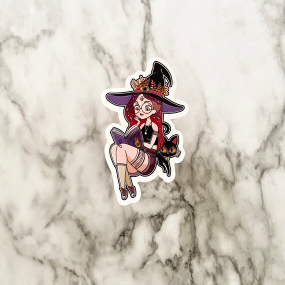 Witch Stickers Girls With Books Goth Stickers Book - Etsy