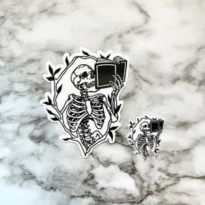 Skeleton Stickers Skeleton With Book Goth Stickers - Etsy