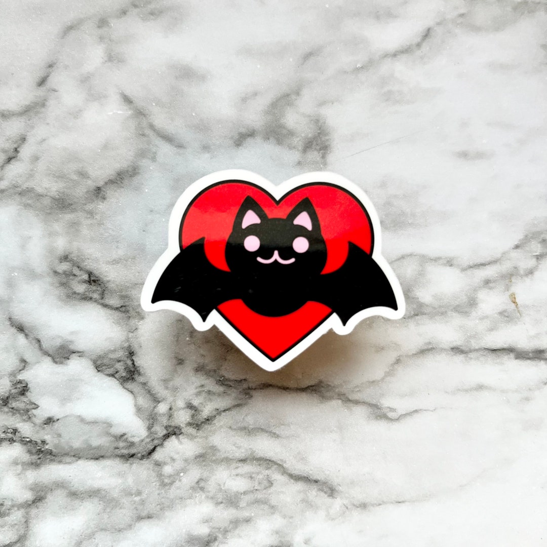 Valentines Sticker Goth Valentines Day Heart Sticker Goth Stickers Bat ...