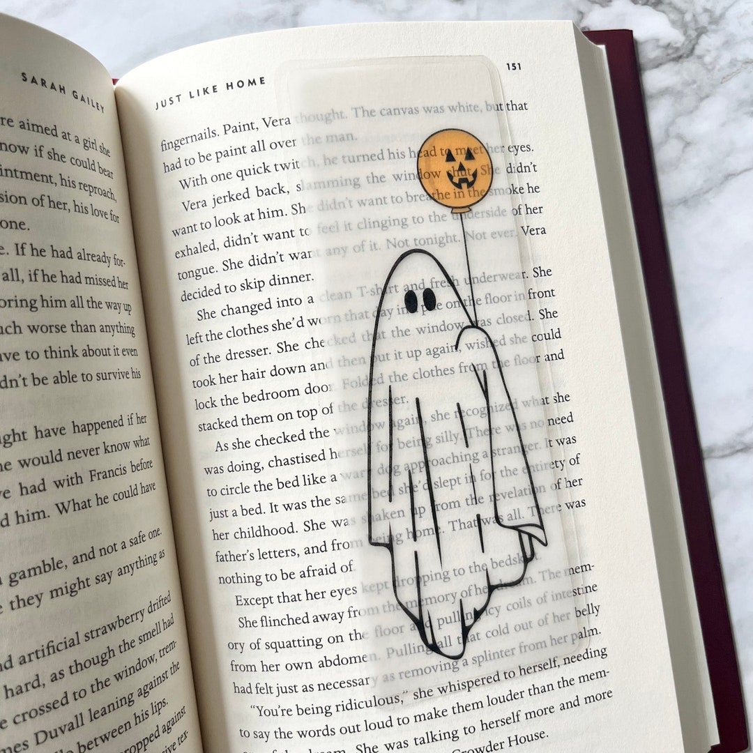 Ghost Bookmark Halloween Bookmark Goth Bookmarks Ghost With Pumpkin ...