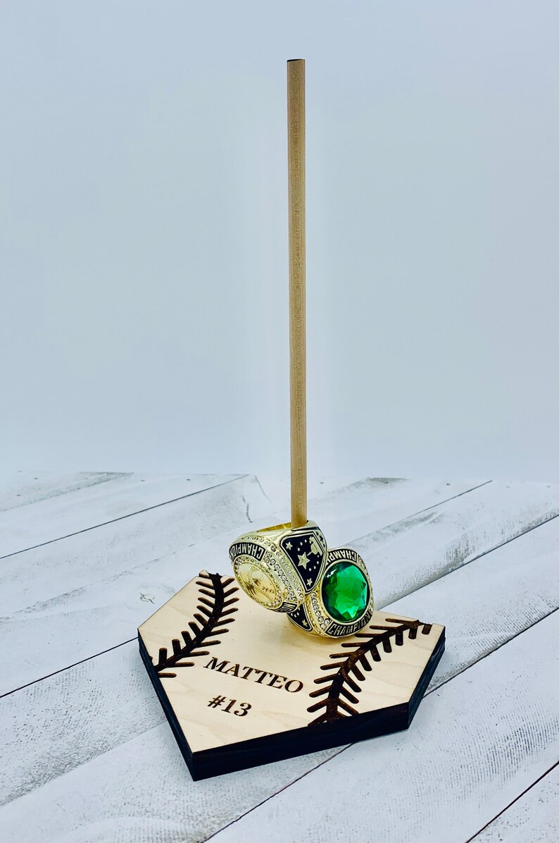 Personalized Baseball / Softball Home Plate Ring Holder, Customized ...