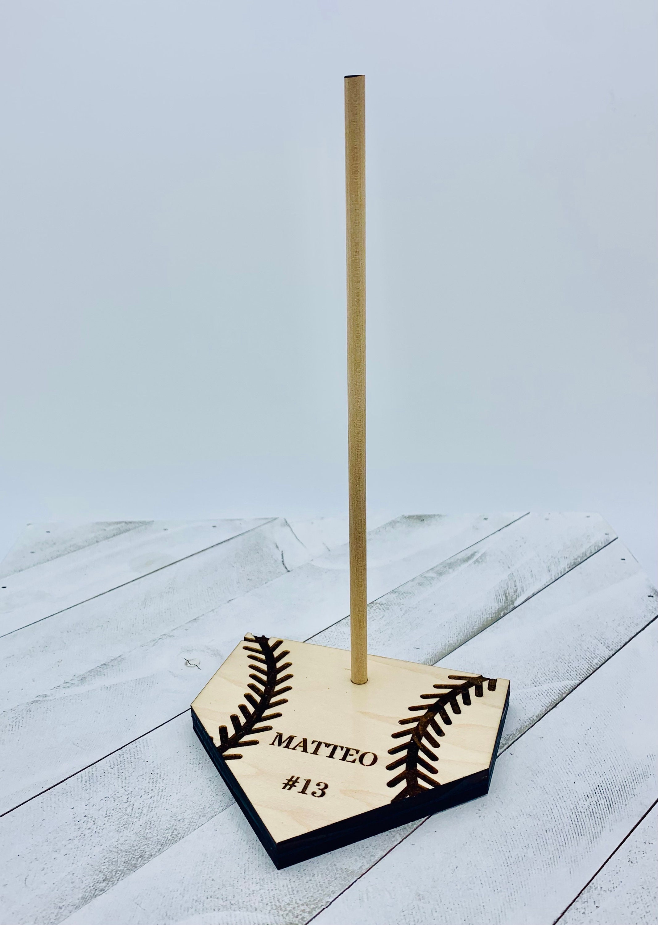Personalized Baseball / Softball Home Plate Ring Holder, Customized Wood Stacked Ring Display ...