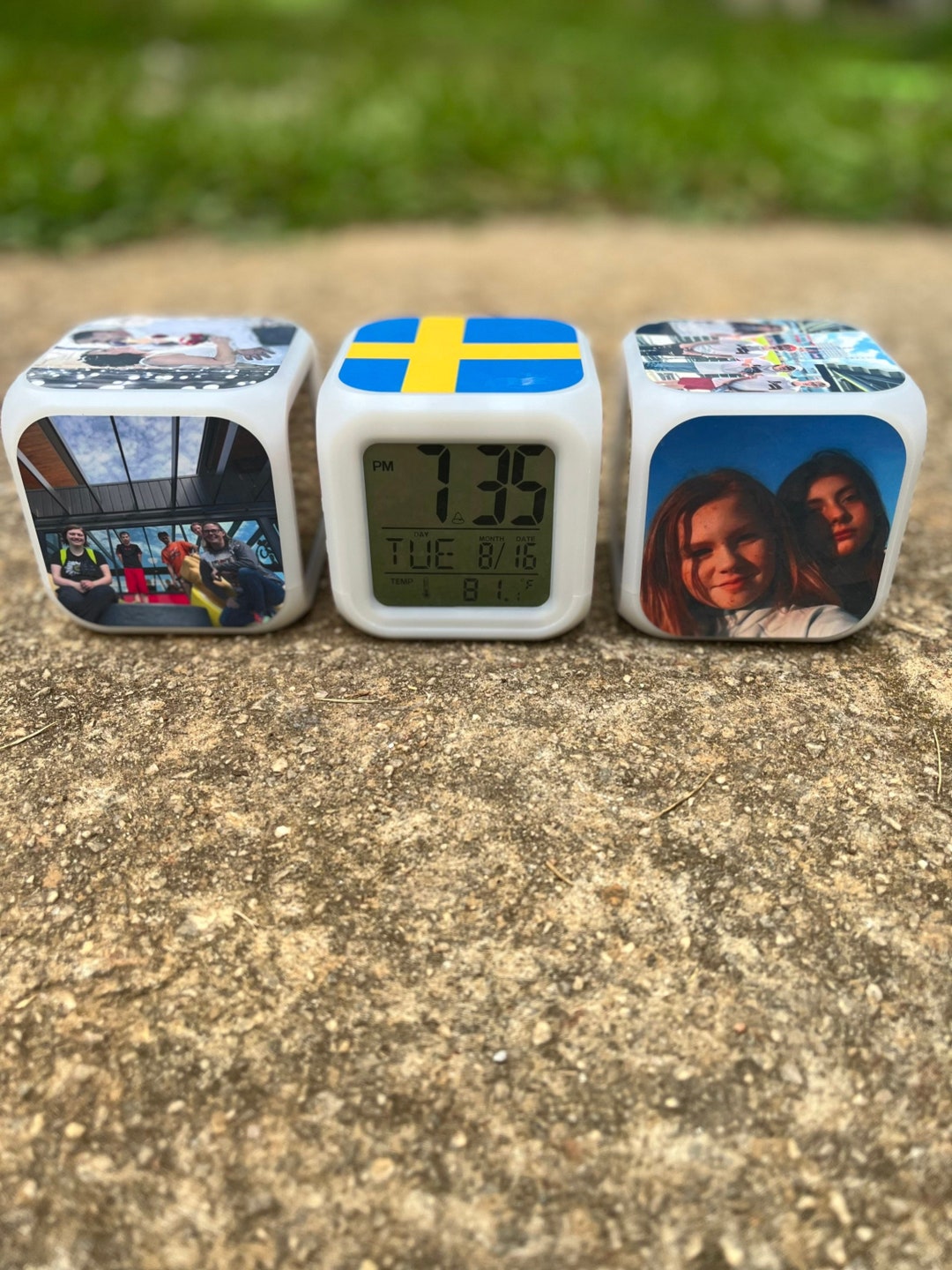 Custom Photo LED Digital Alarm Clock-7 Changing Colors-3 Images-your ...