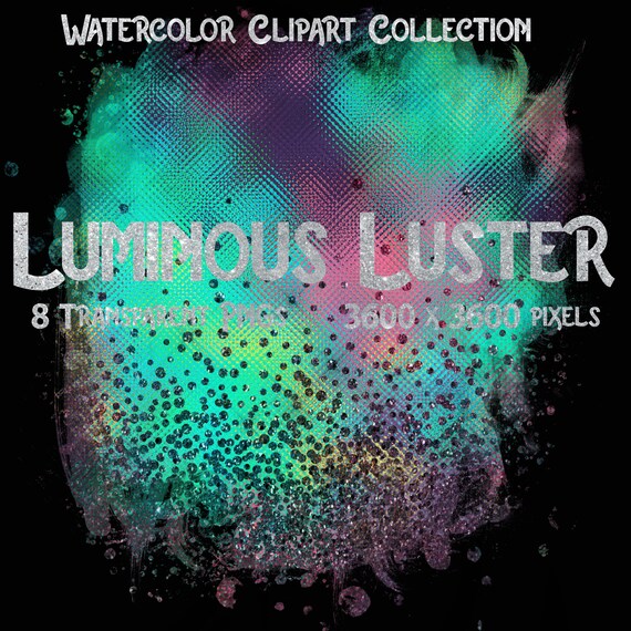 8PNG Luminous Luster Watercolor Splash Clipart Digital | Etsy
