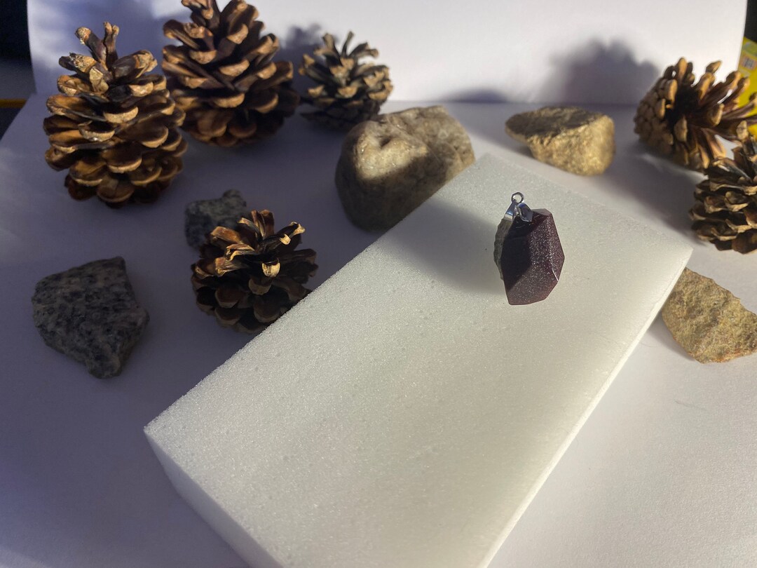 Pendant Red Cut Stone Dark Shiny - Etsy
