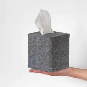 Linen Tissue Box Cover. Grey Square Tissue Box Cover. Modern - Etsy