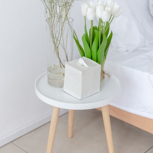 White Linen Tissue Box Cover 100% European Washed Linen With Cotton ...