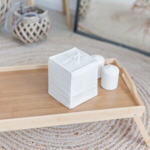 White Linen Tissue Box Cover 100% European Washed Linen With Cotton ...