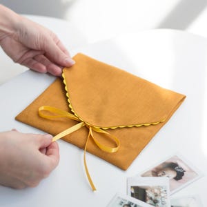 Linen Pouch With Colorful Trim. Elegant Book Wrap and Card Holder ...