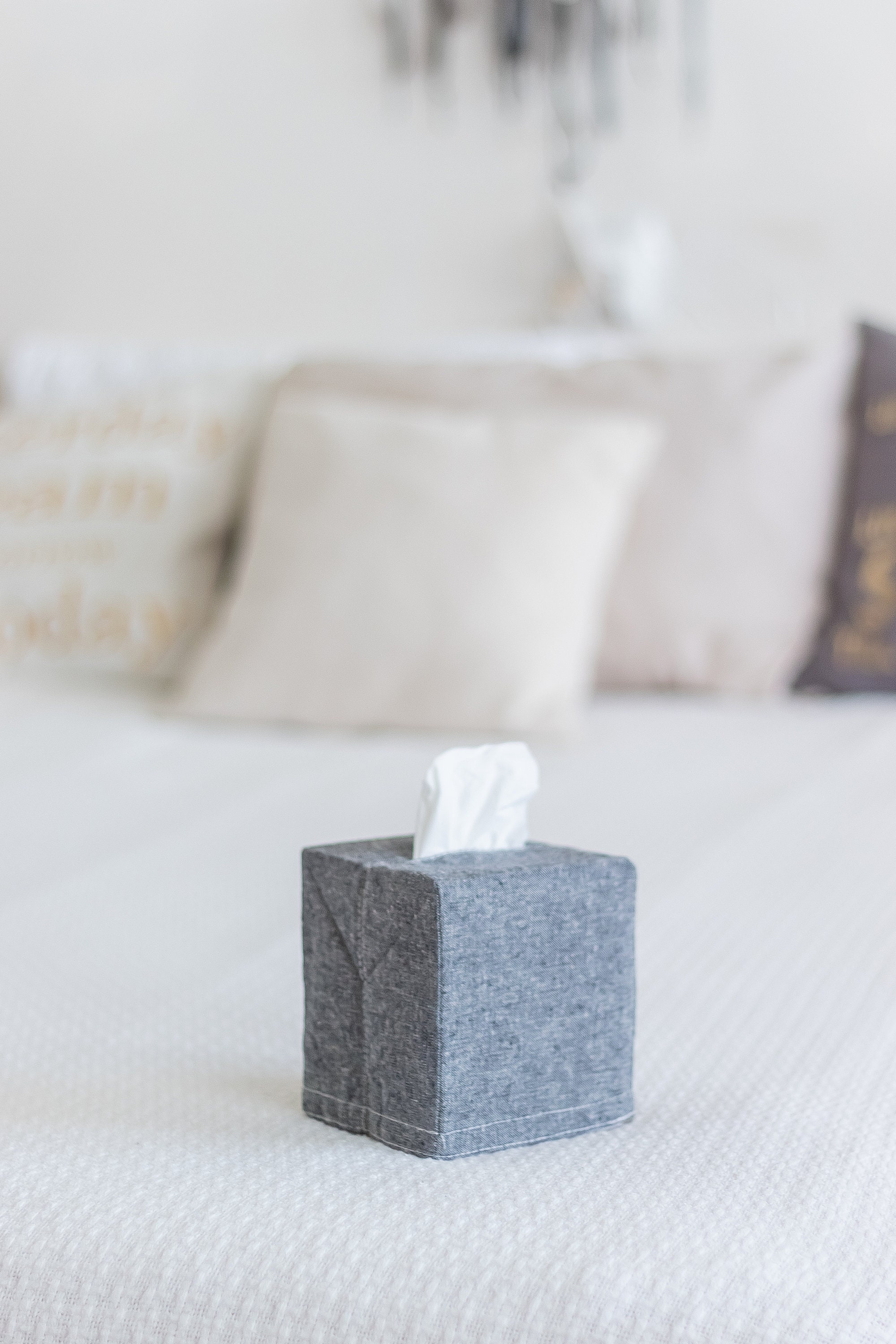 Linen Tissue Box Cover. Grey Square Tissue Box Cover. Modern - Etsy