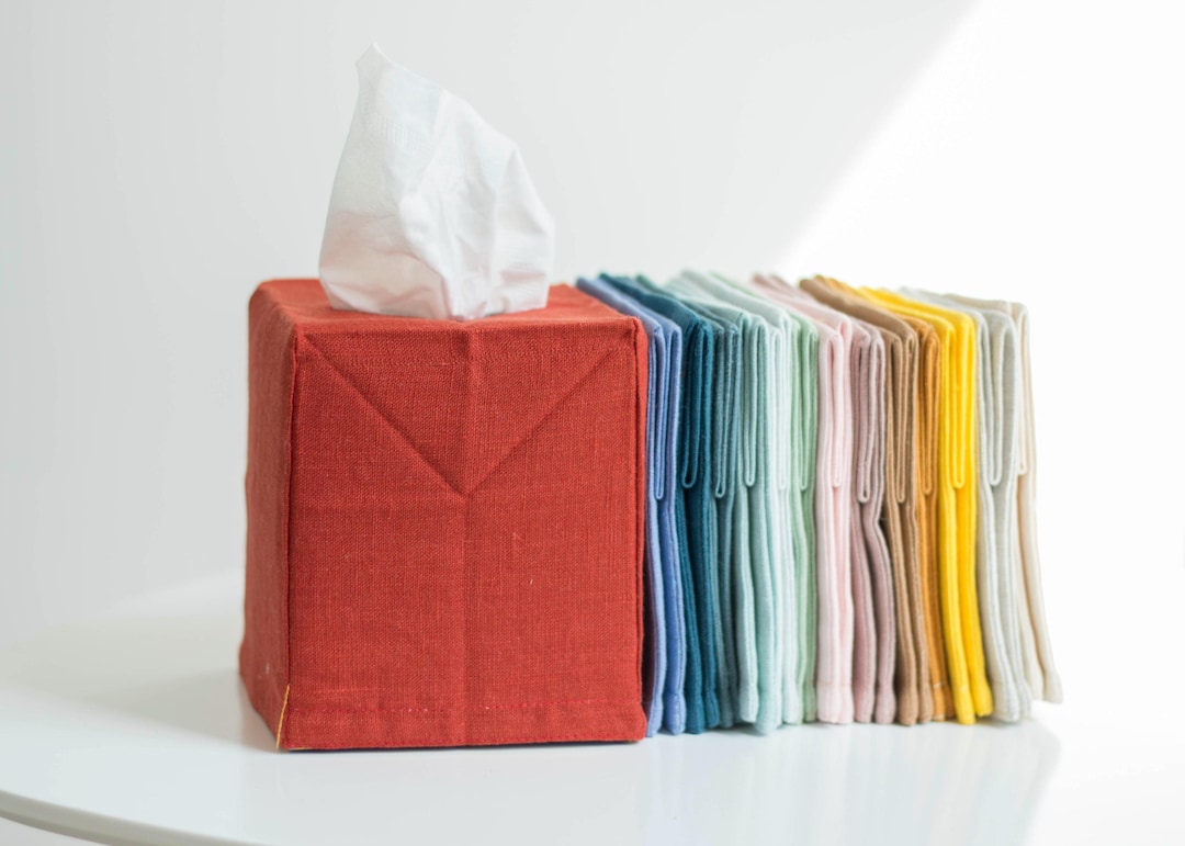 Pastel Linen Tissue Box Covers With Cotton Lining. Minimalistic Room ...