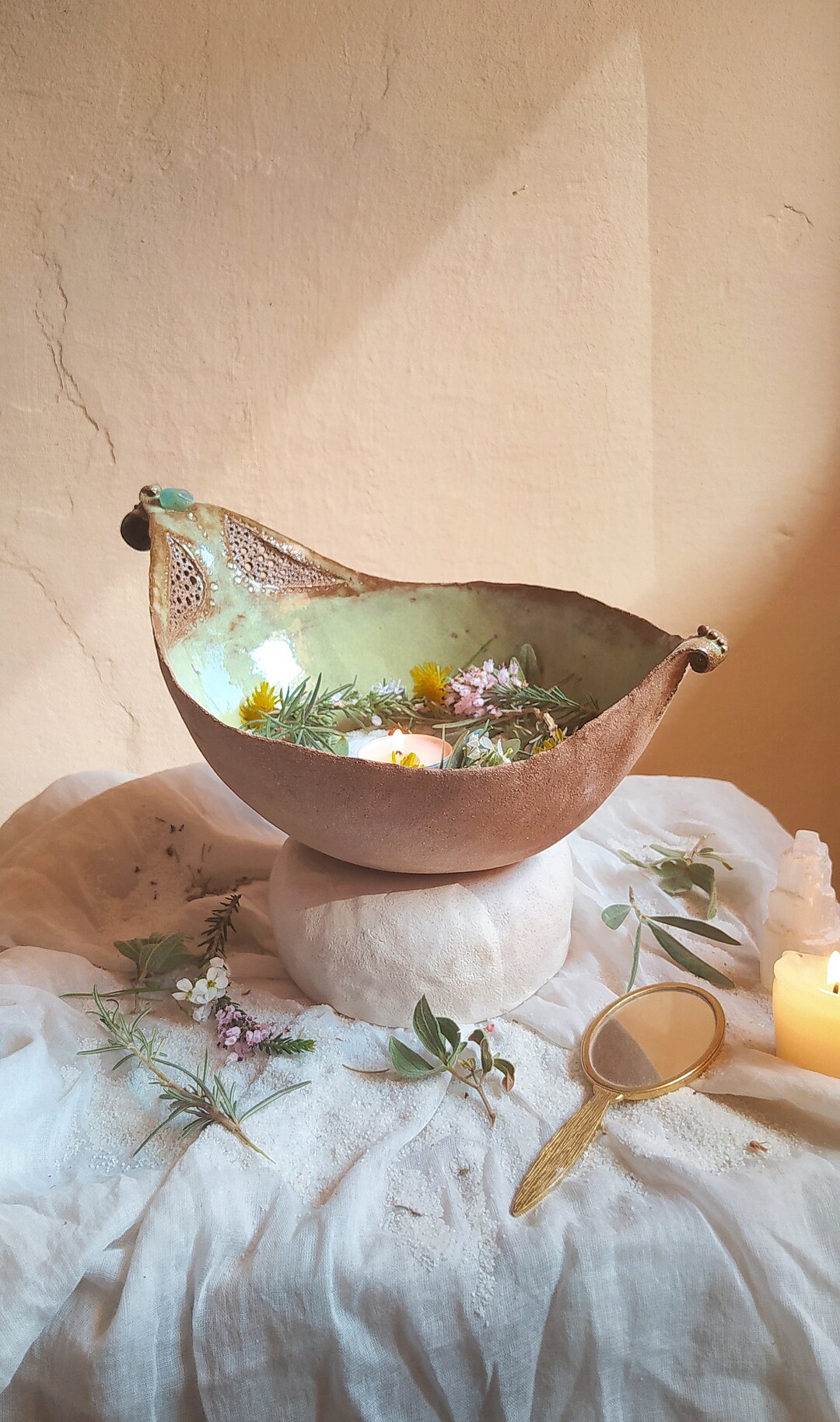 Ceramic Bowl, Herbs Vessel, Piece for Rituals, Witch Tool, Altar Decor ...