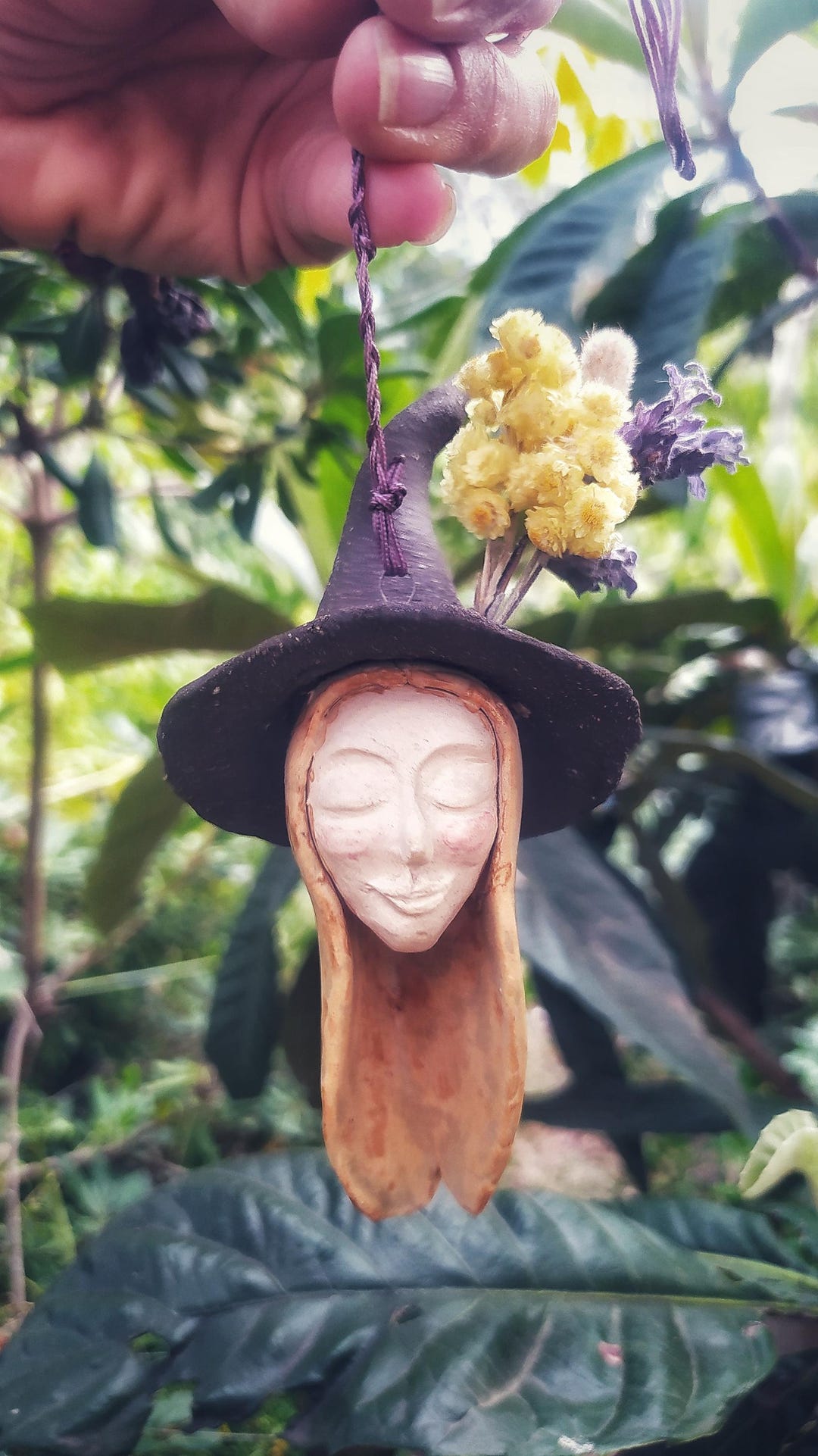 Ceramic Witch, White Witch, Witch for Samhain, Halloween Decor, Hanging ...