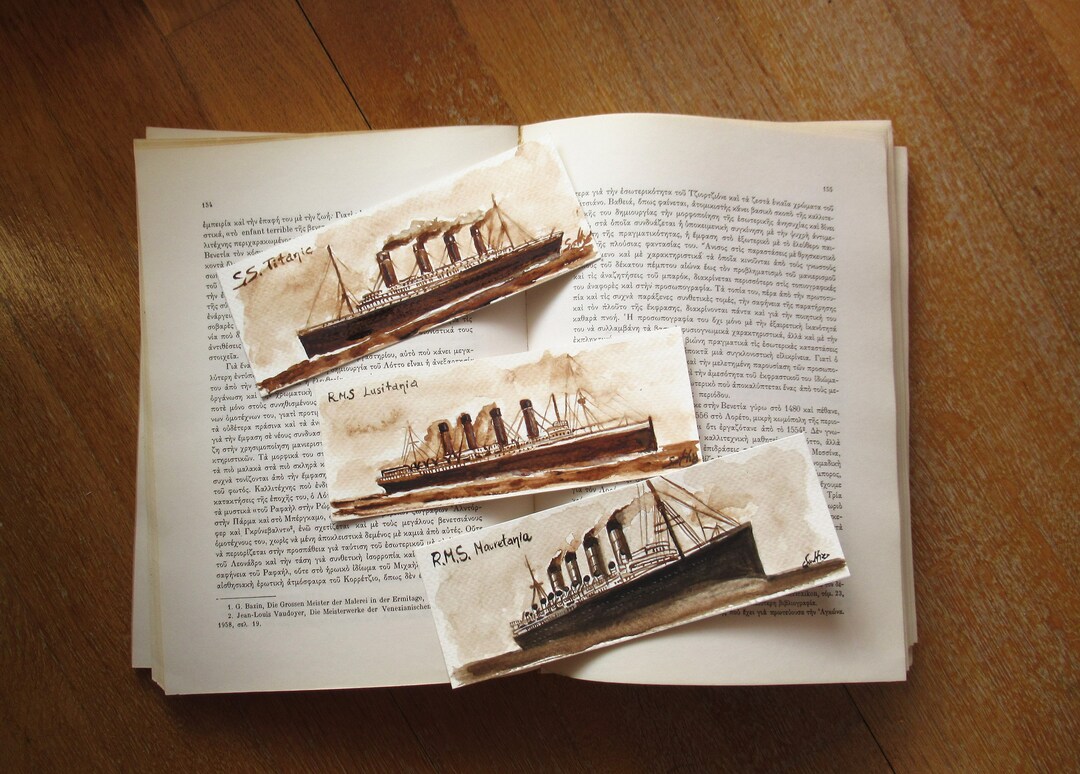 Handmade RMS Lusitania Mauretania Titanic Ships Vessels Bookmarks 16 ...