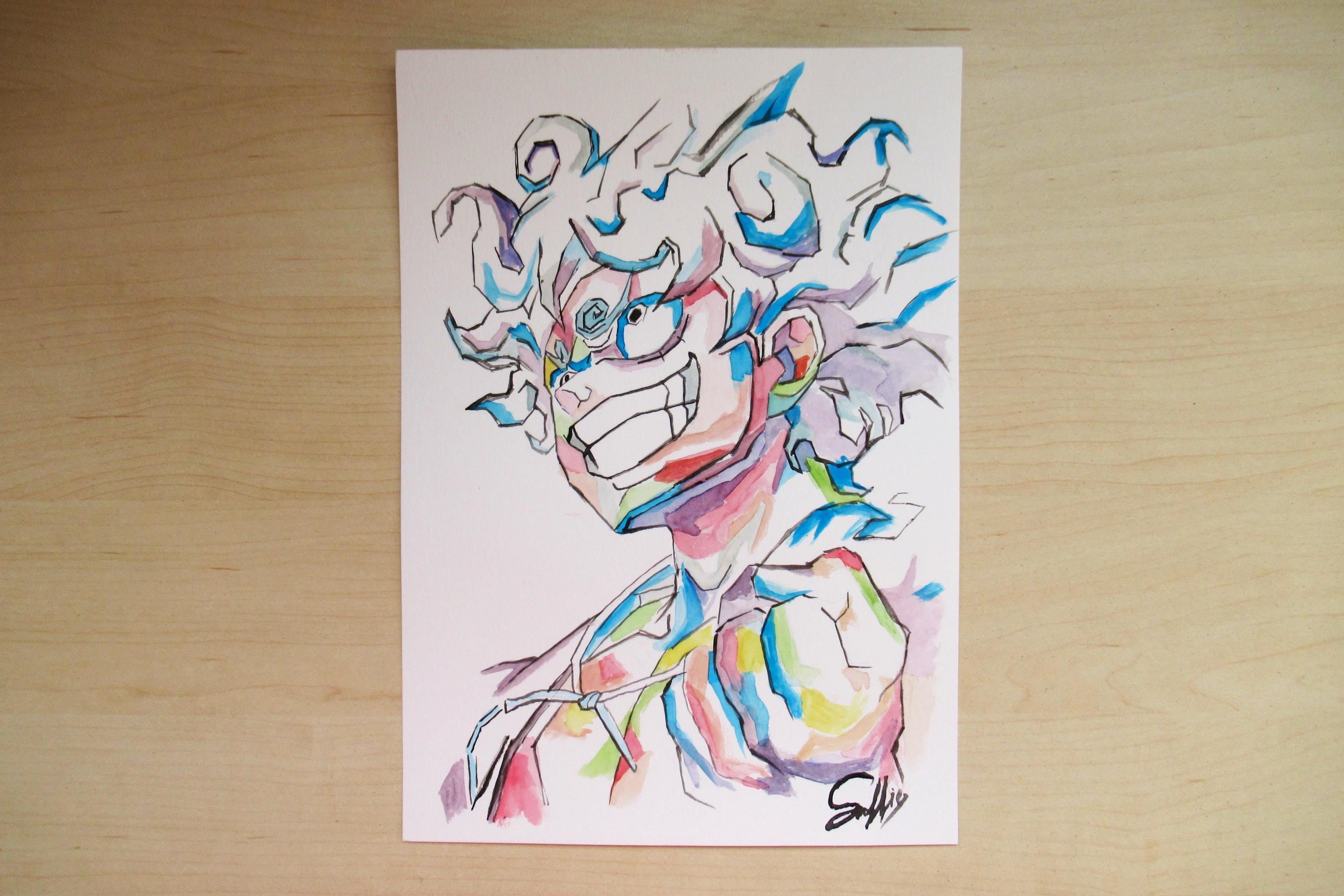 Handmade Luffy Portrait A4 Paper- Watercolors 280gsm - One Piece Art ...