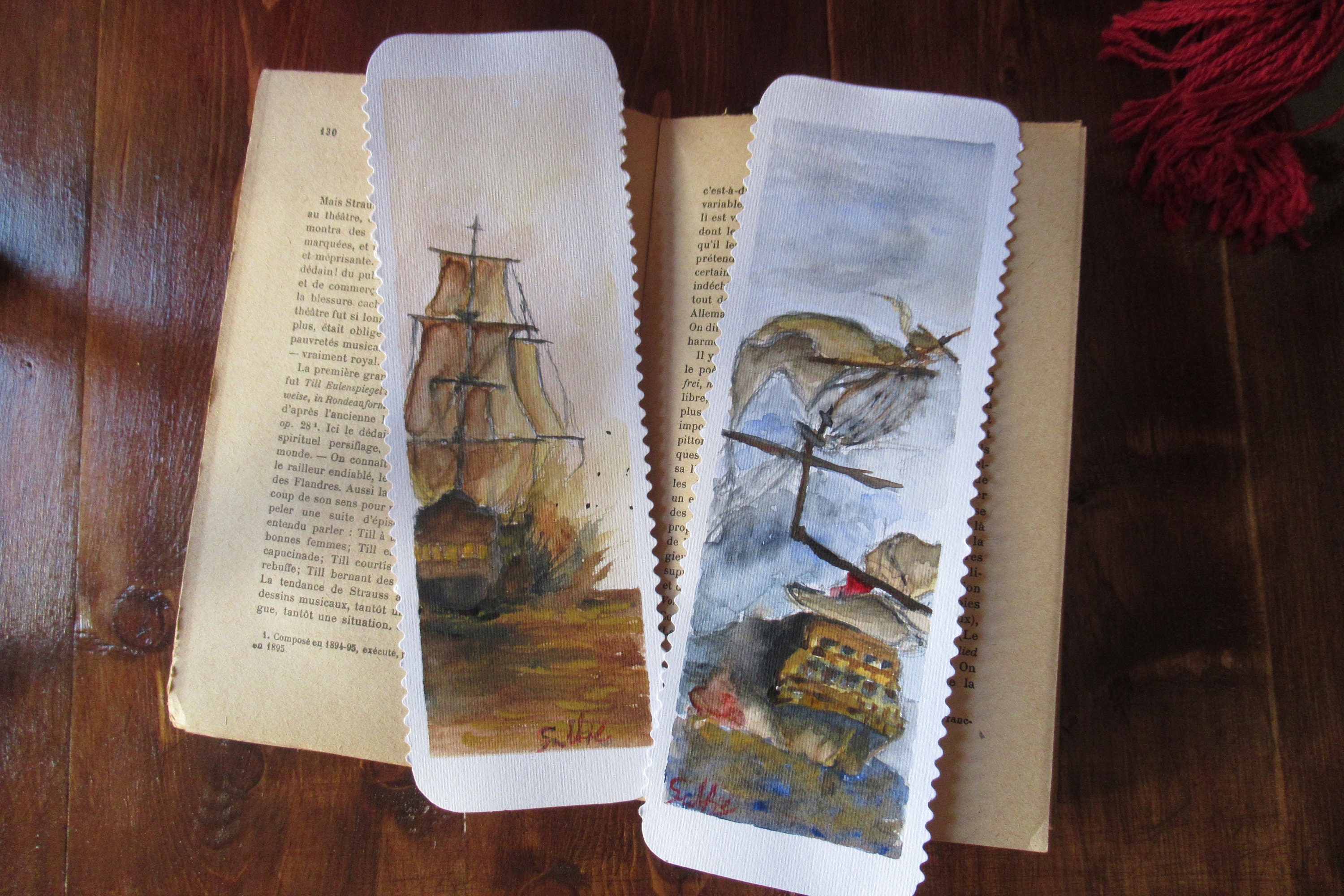 Handmade Sailing Ships Bookmarks Naval Battle 21x7cm | Etsy