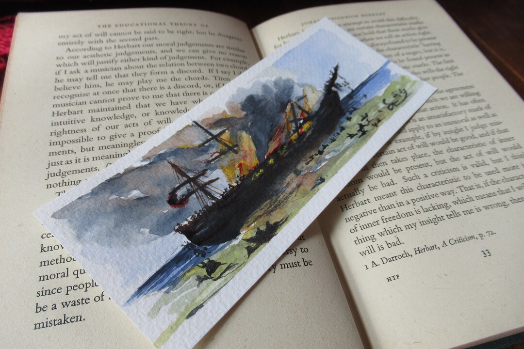 Handmade Sailing Ships Bookmarks Naval Battle 16.5x7cm Damaged Ships ...