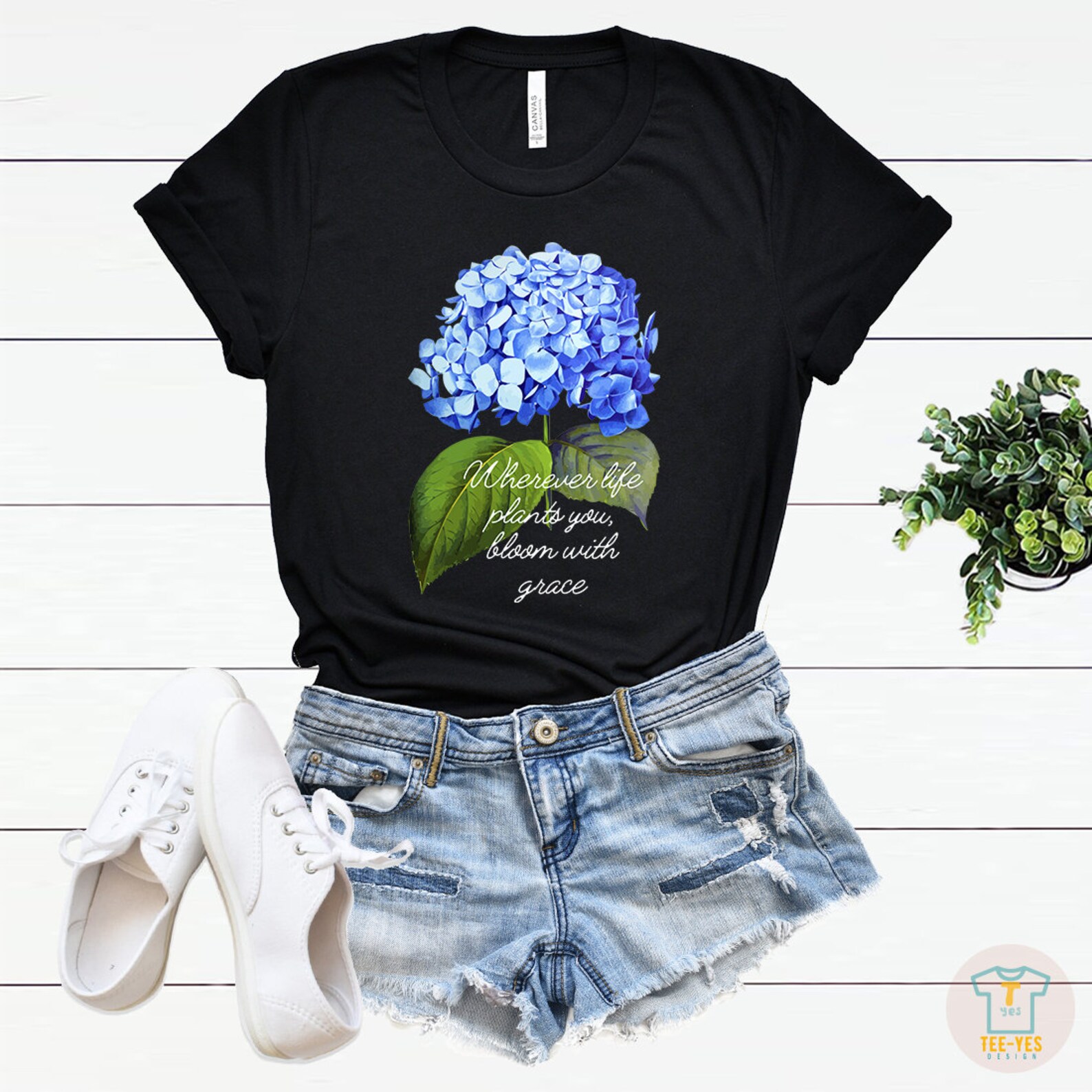 Hydrangea Flower Tshirt,hydrangea Shirt, Flower Shirt for Women, Blue ...
