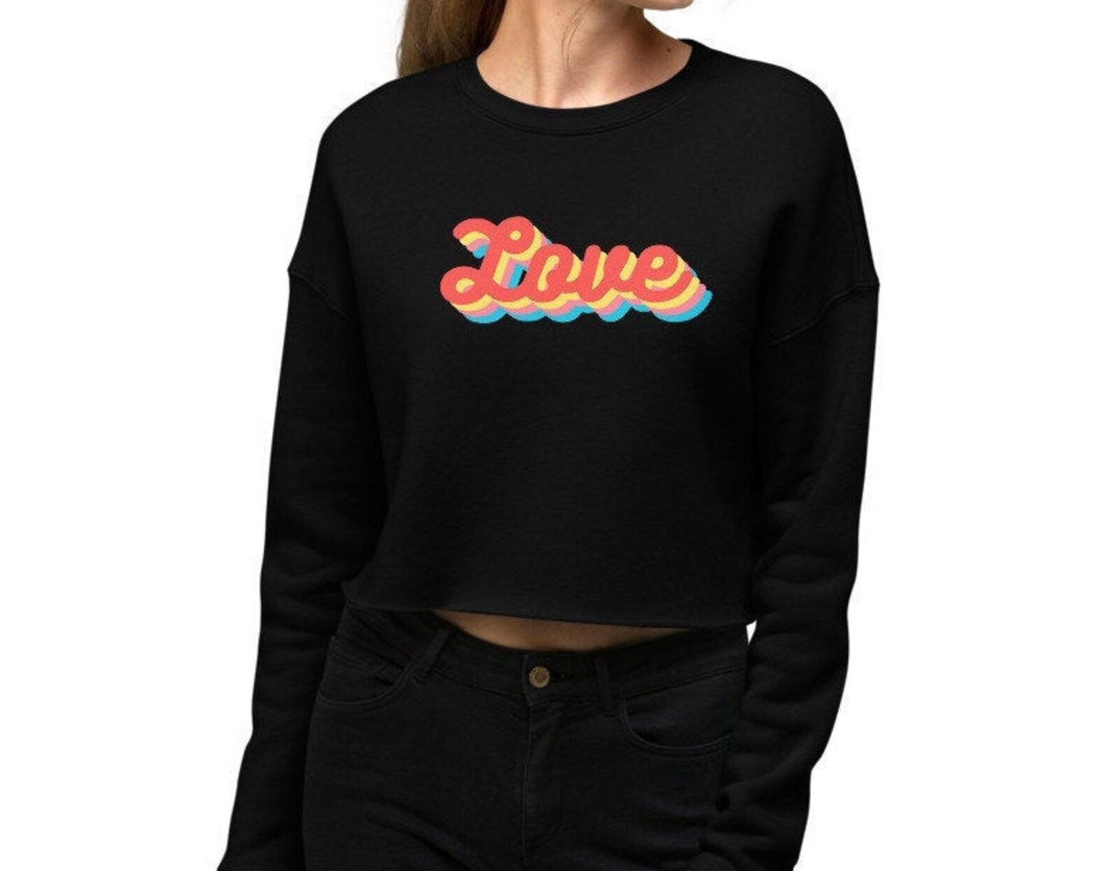 Love Crop Sweatshirt Love Crop Top Positive Graphic Tee - Etsy