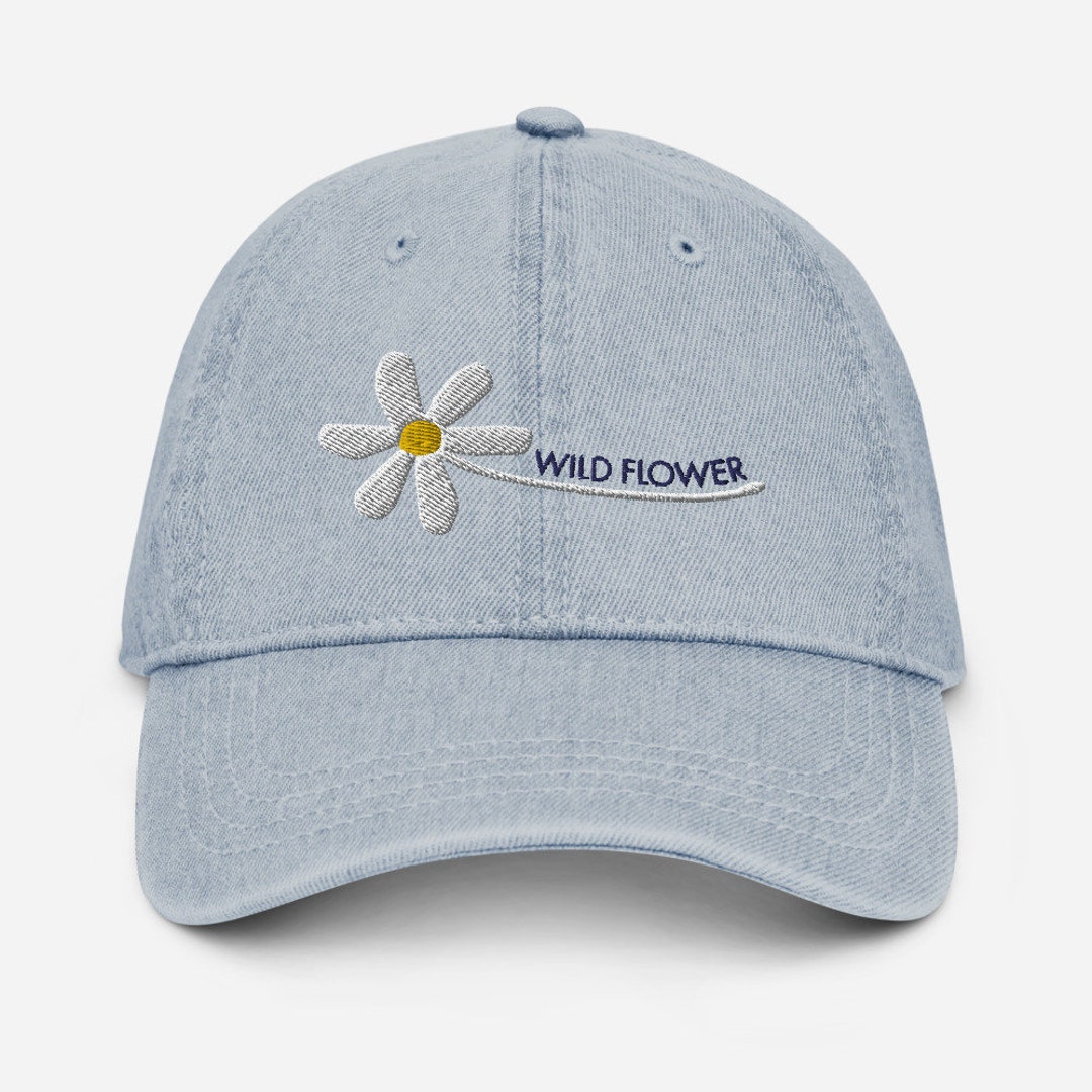 Daisy Flower Denim Hat Wild Flower Hat Embroidered Denim - Etsy