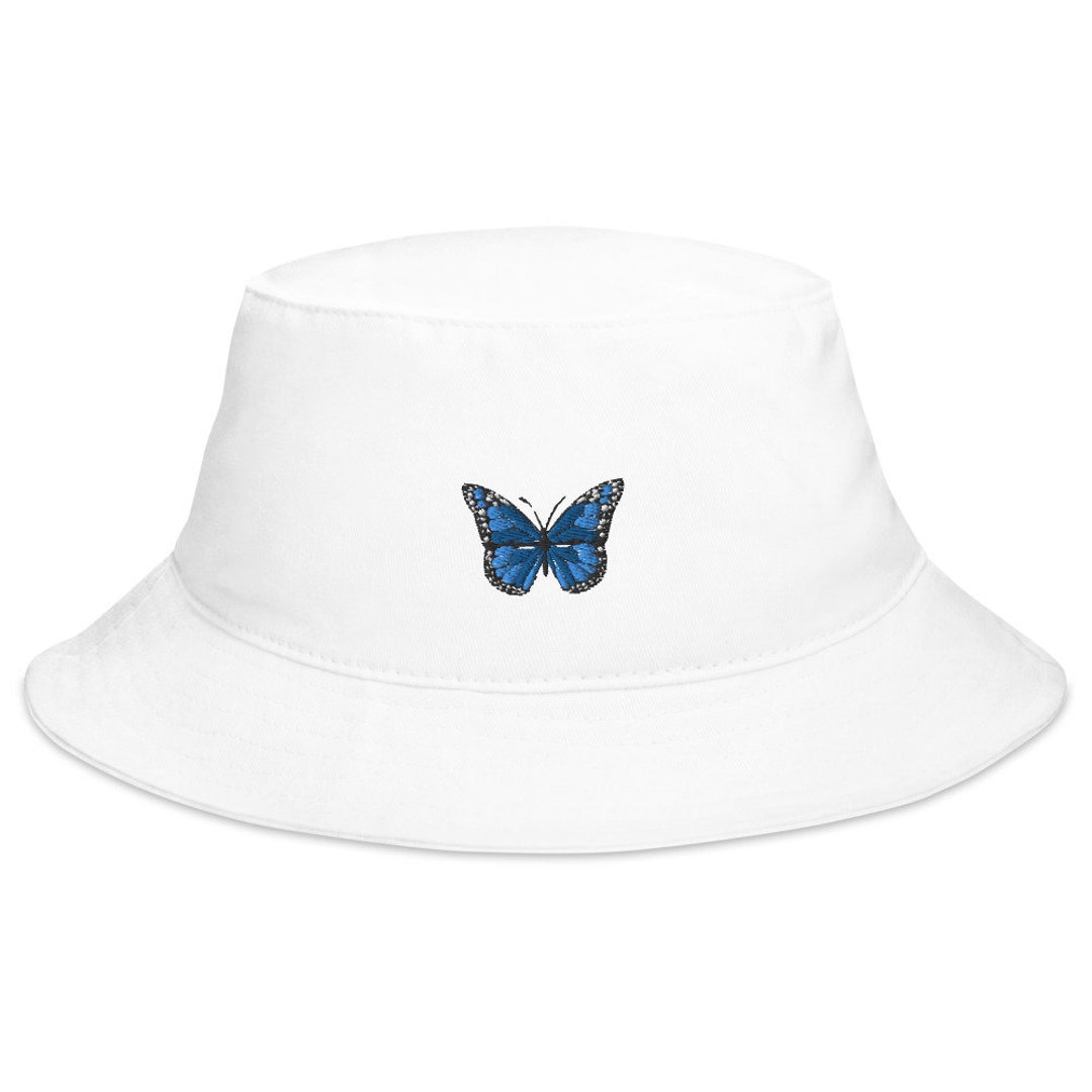 Butterfly Bucket Hat,butterfly Embroidered Bucket Hat,butterfly Hat - Etsy