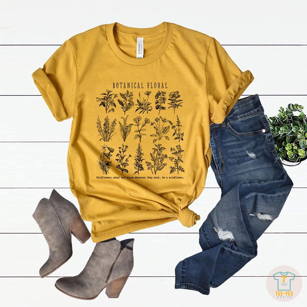 Botanical Floral Shirt, Wildflower Shirt, Vintage Botanical Shirt ...