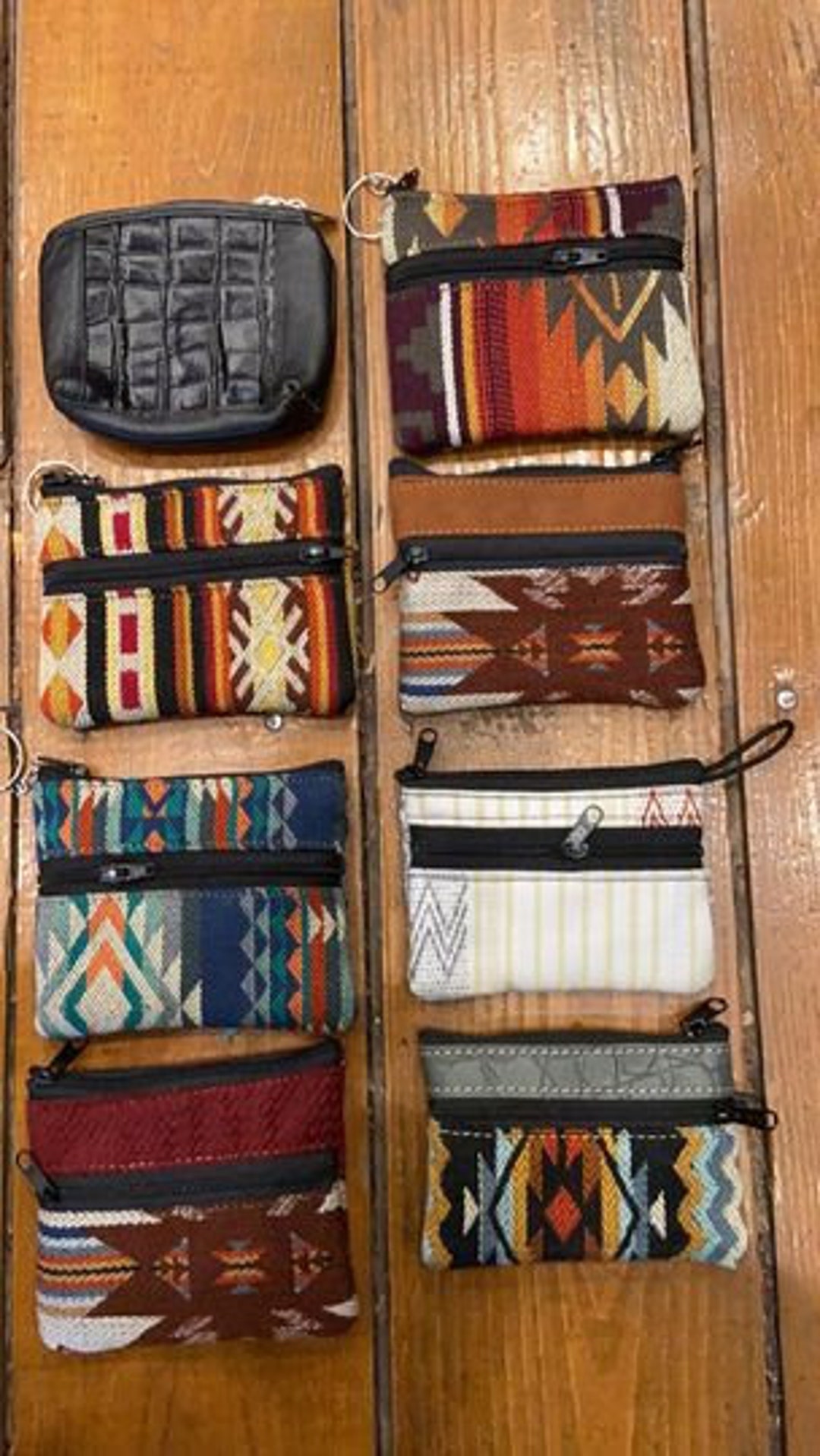 Hand-crafted Zippered Leather & Fabric Coin Purses Cosmetic - Etsy