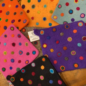 Felted Wool Polk-a-dot Felt Pot Holder/hot Pad, 8.5 in X 8.5 in Trivet ...