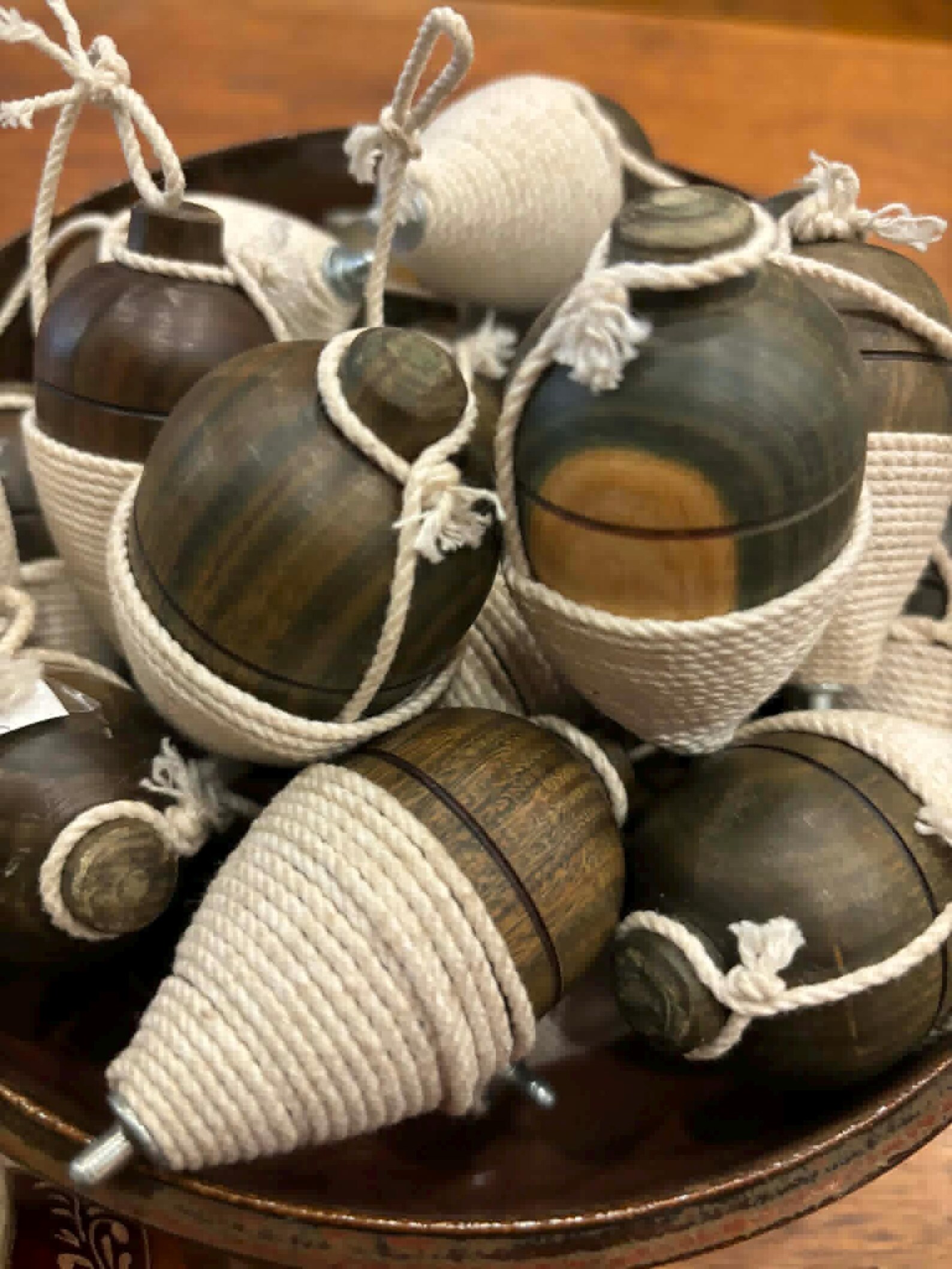 Hand-carved Wooden Spinner Tops Toys With String, Approx 2.75 Inches ...