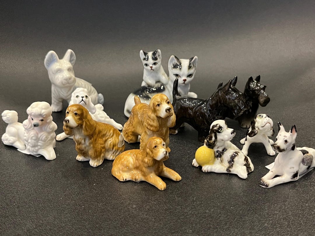 Vintage Antique Miniature Bone China Dog Figurines - Etsy