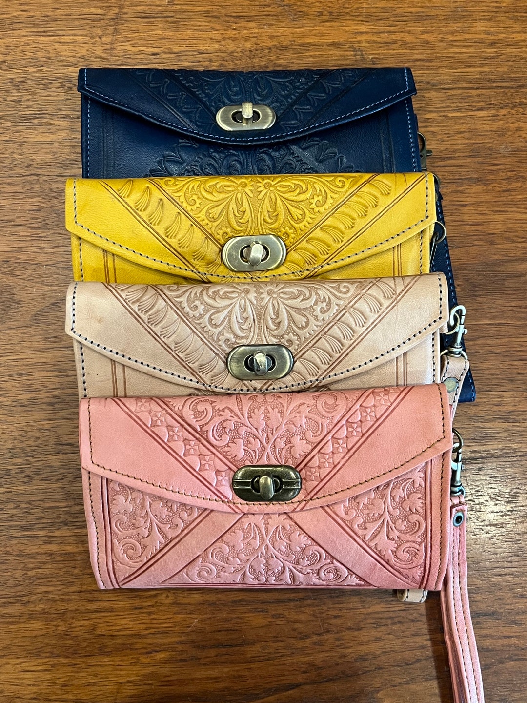 Leather Clutch Wallet, Fair Trade From Morocco - Etsy