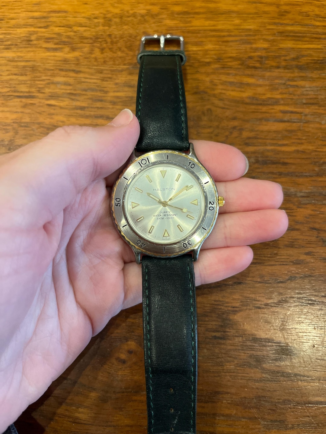 Vintage Halston Men’s Analog Watch, Genuine Leather, Swiss Parts ...