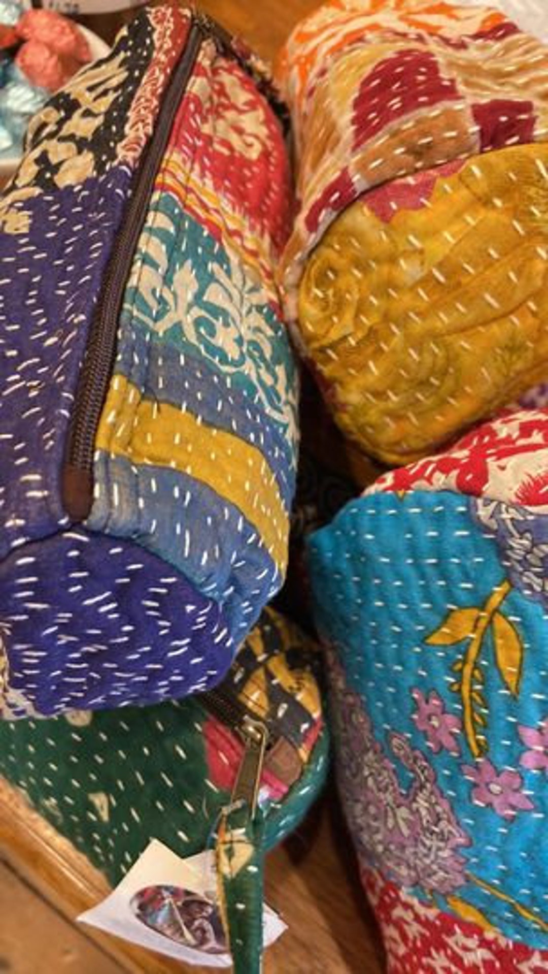 Recycled Cotton Sari Toiletry Make-up Cosmetic Bags With Plastic Lining ...