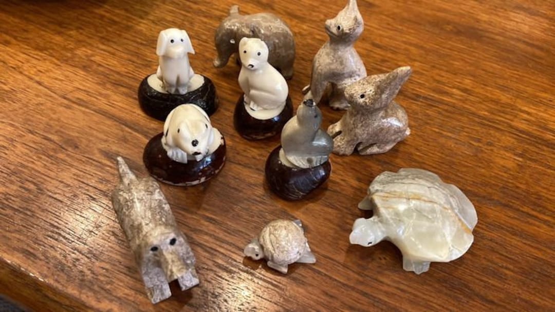 Hand-carved Tagua Nut Onyx & Marble Decorative Figurines, Elephant ...