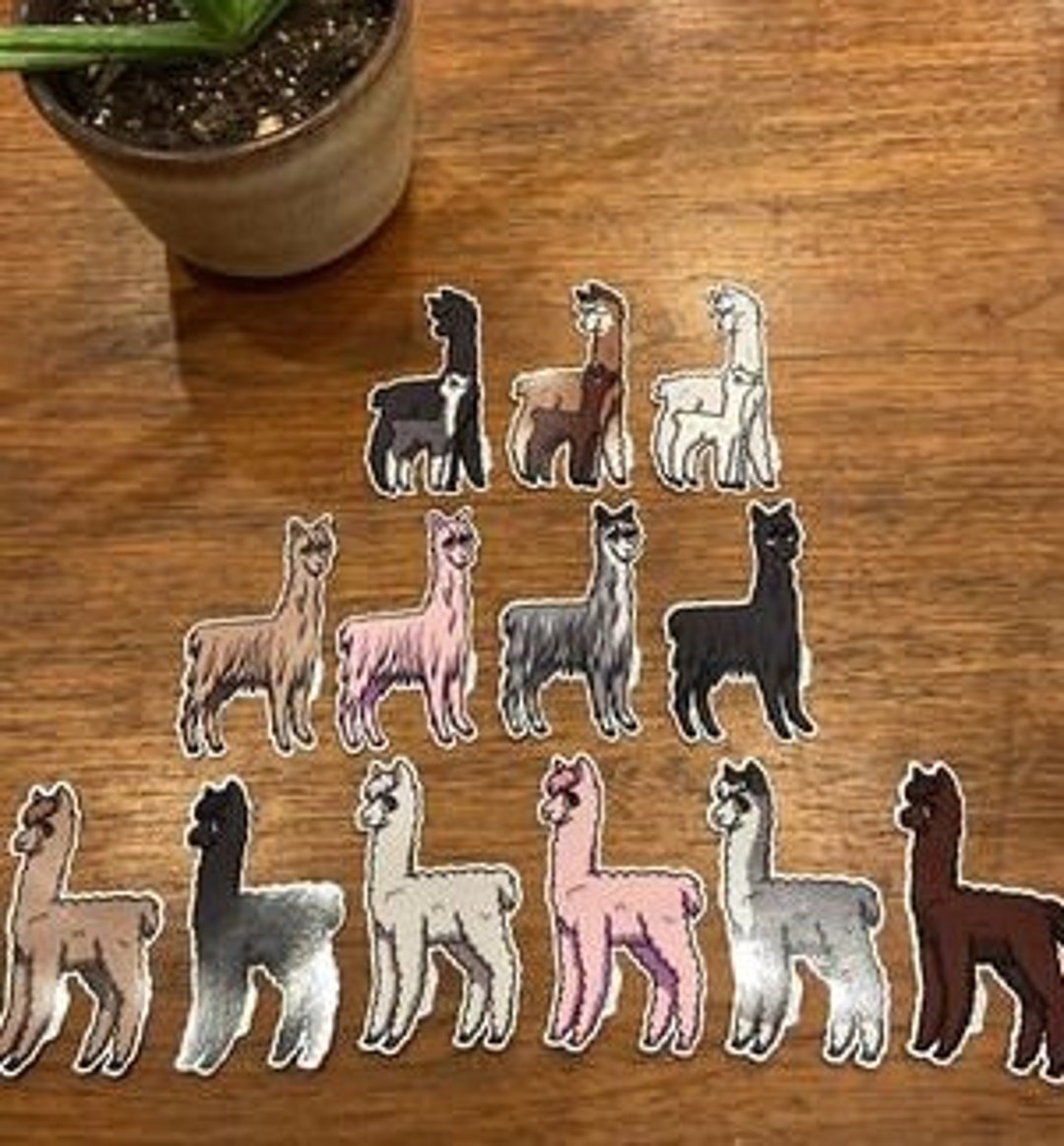 Handcrafted Alpaca Llama Adhesive Stickers, Laptop Auto Decals, Long ...
