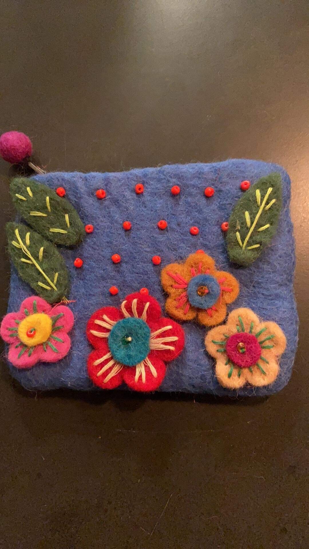 Felted Wool Zippered Coin Pouch 5.5 in X 4.5 In Felt Cosmetic - Etsy
