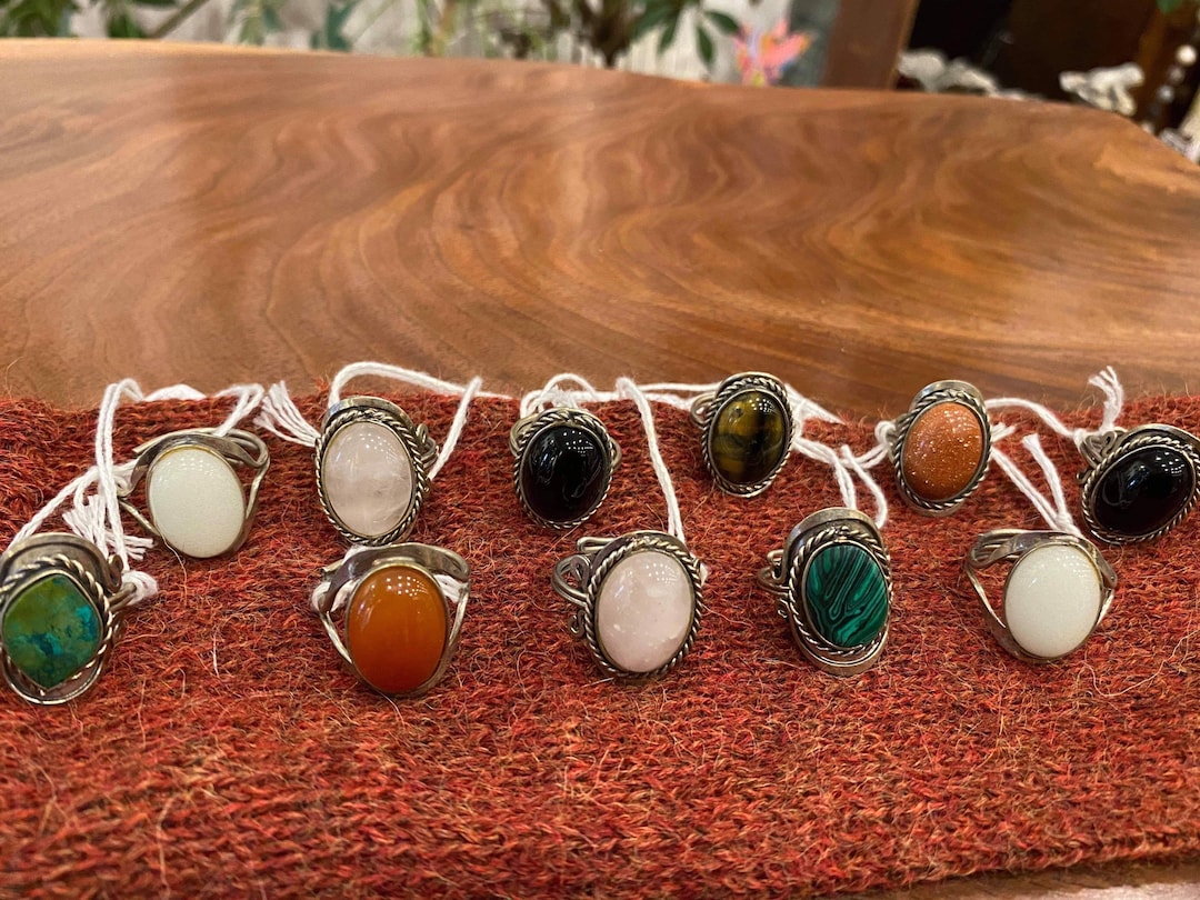 Alpaca Silver Adjustable Rings, Abalone Malachite Sodalite Fossil ...