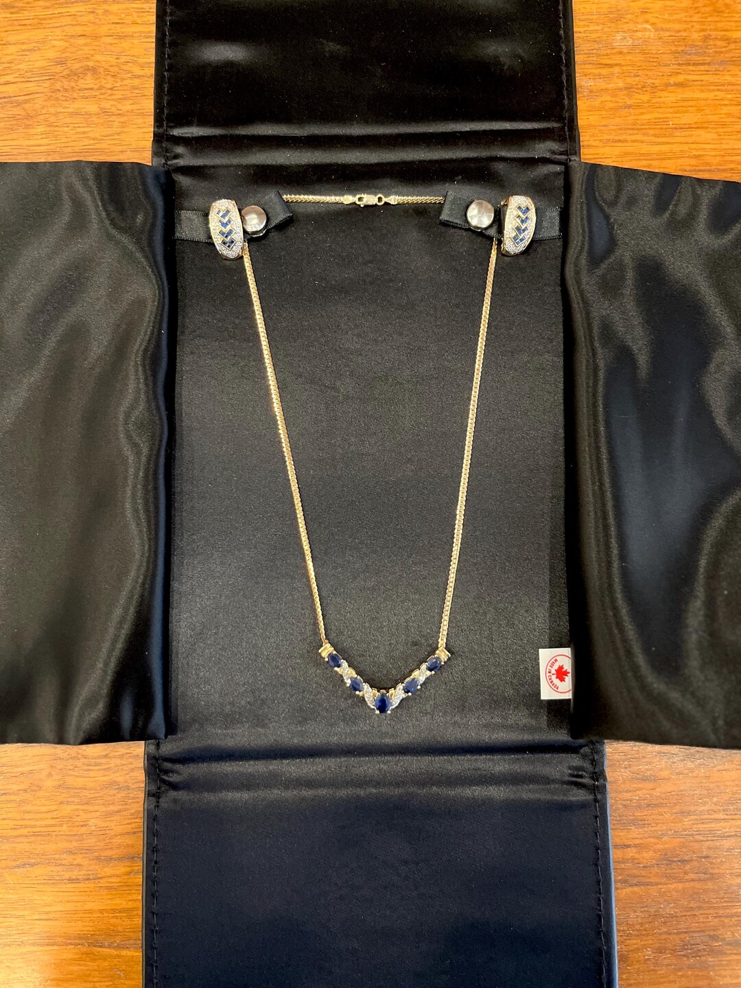 Vintage 14K Gold 585 Necklace and Clip-on Earring Jewelry Set, Diamond ...