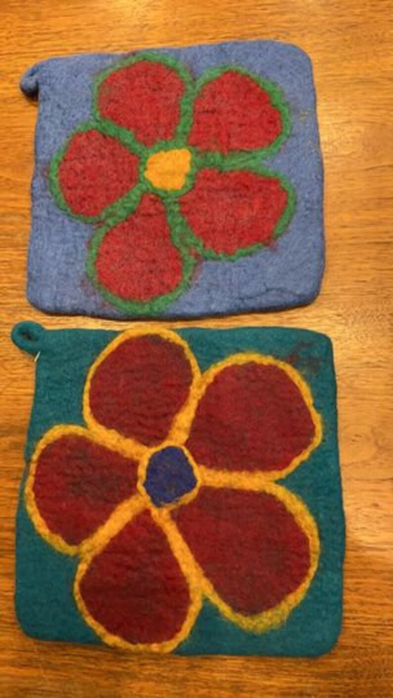 Felted Wool Pot Holder Felt Hot Pad Hotpad Infused With Cotton - Etsy
