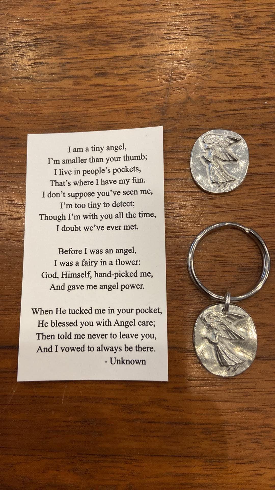 Recycled Tiny Pewter Pocket Angles, Keychains and Coins, Made by Local ...