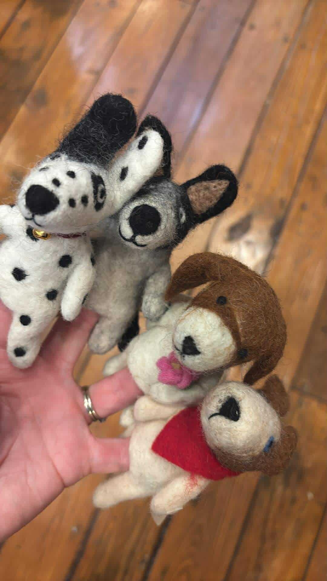 Handmade 100% Wool Animal Finger Puppets, Various Dogs and Sloths, Fair ...