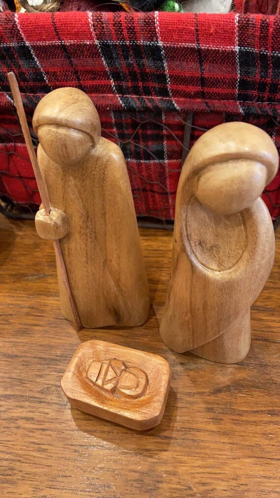 Hand-carved Hand-painted Wooden Nativity Crèche Christmas | Etsy