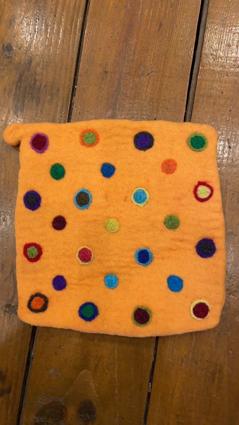 Felted Wool Polk-a-dot Felt Pot Holder/hot Pad 8.5 in X 8.5 | Etsy